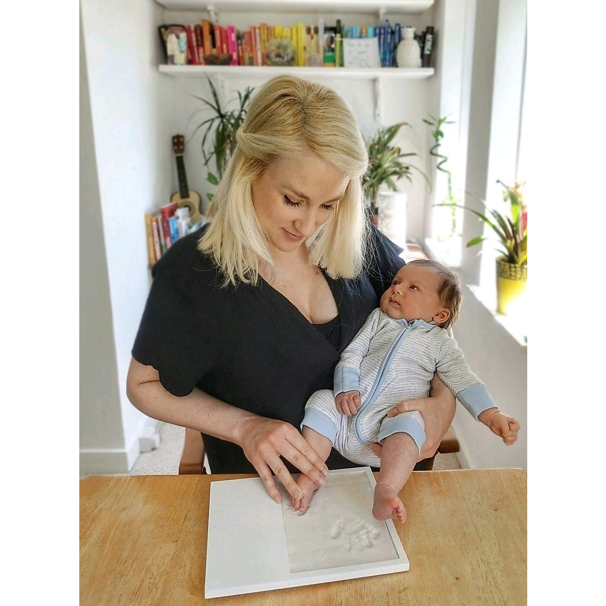 Personalized Baby Handprint and Footprint Kit (NO Mold) | Unique Baby Shower & New Mom Gift with Box | Baby Registry Must Have for Newborn Boy & Girl | DIY Photo Frame Keepsake | Nursery Room Decor