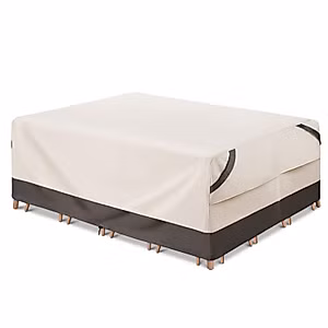 Bestalent Waterprooof Outdoor Furniture Covers for Table and Chairs, Patio Rectangular Table Cover Heavy Duty, Fits up to 98L x 78W x 32H inches (Beige/Grey)