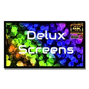 Delux Screens (US Based Business) 135 inch 4K/8K Ultra HDR Projector Screen - Active 3D Ready - 6 Piece Fixed Frame - Home Theater Movie Projection Screen - PVC Matte White - Velvet Border 135" 16:9
