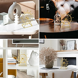 MATUFF Gold Ferris Wheel Decorations for Office Bookshelf Decor, Home Decor Living Room Shelf- Spinning Ferris Wheel for Gift Birthday Thanksgiving Valentine's Day