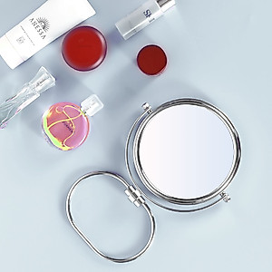 Portable Folding Travel Makeup Mirror,1X/10X Magnifying Vanity Mirror,6” Double-Sided 360° Swivel,Handheld & Wall Hanging Metal Mirror for Home and On-the-Go Use,Travel Storage Bag Included,No Light