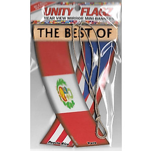 PUERTO RICO AND PERU PERURICAN BORICUA PERUVIAN CARIBBEAN SOUTH AMERICAN REARVIEW MIRROR MINI BANNER HANGING FLAGS FOR THE CAR UNITY FLAGZ™