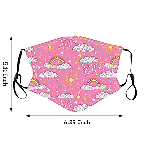 Polwer 5pcs Kids Reusable Face_Masks Washable Cute Cartoon Breathable Seamless Face Covering for Children Boys Girls