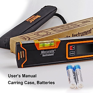 Mecurate Digital Level 15.7'' with LCD Display, 360° Angle Magnetic Digital Torpedo Level, Vertical & Horizontal Spirit Bubble Protractor for Construction Carpenter Craftsman Home Professional