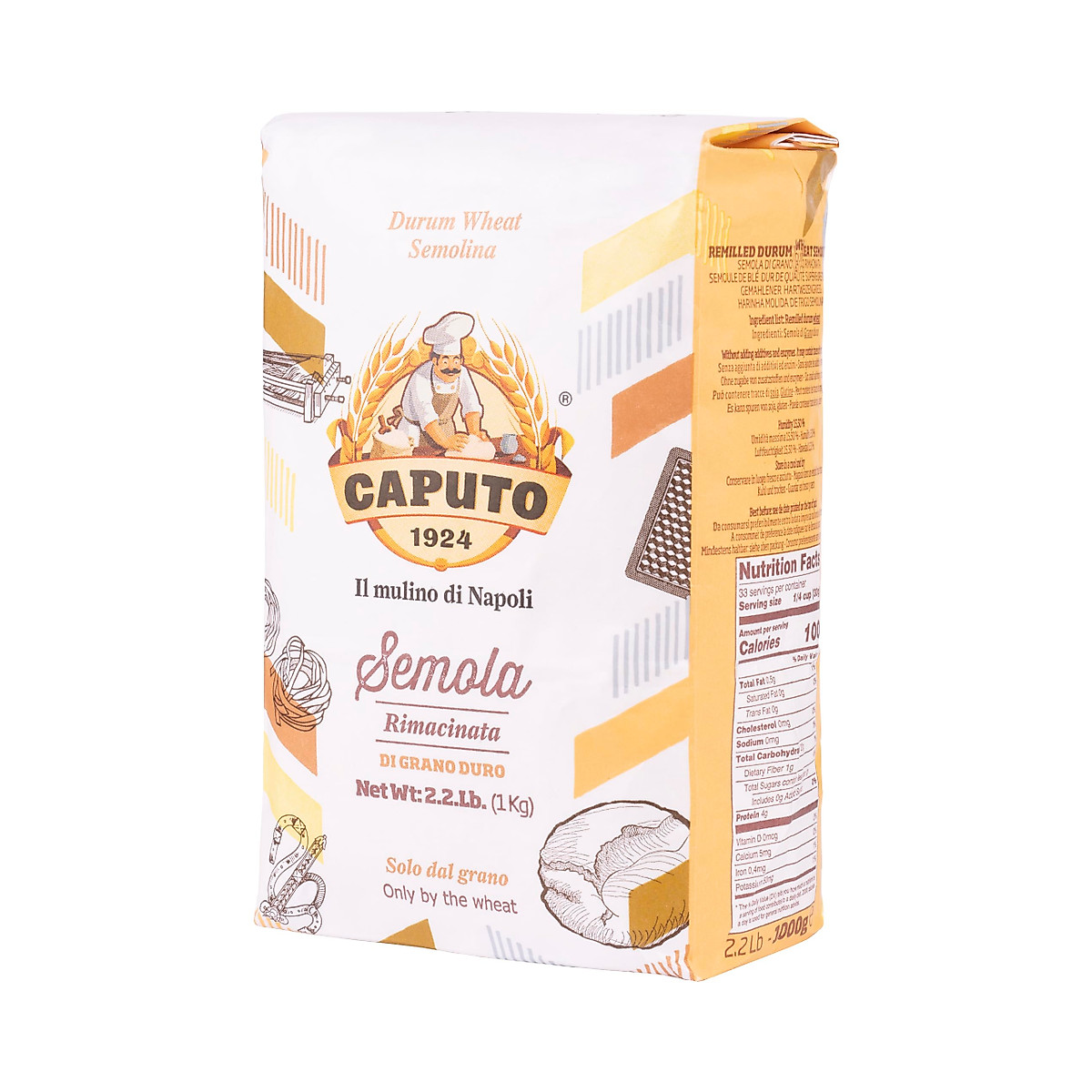 Caputo Antimo Di Grano Duro Rimacinata Semolina Flour - All Natural Dough for Fresh Pasta, 2.2 lb