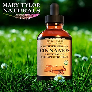 Organic Cinnamon Essential Oil (4 oz), USDA Certified Organic, Therapeutic Grade, 100% Pure and Natural, Perfect for Aromatherapy, Diffuser, DIY by Mary Tylor Naturals