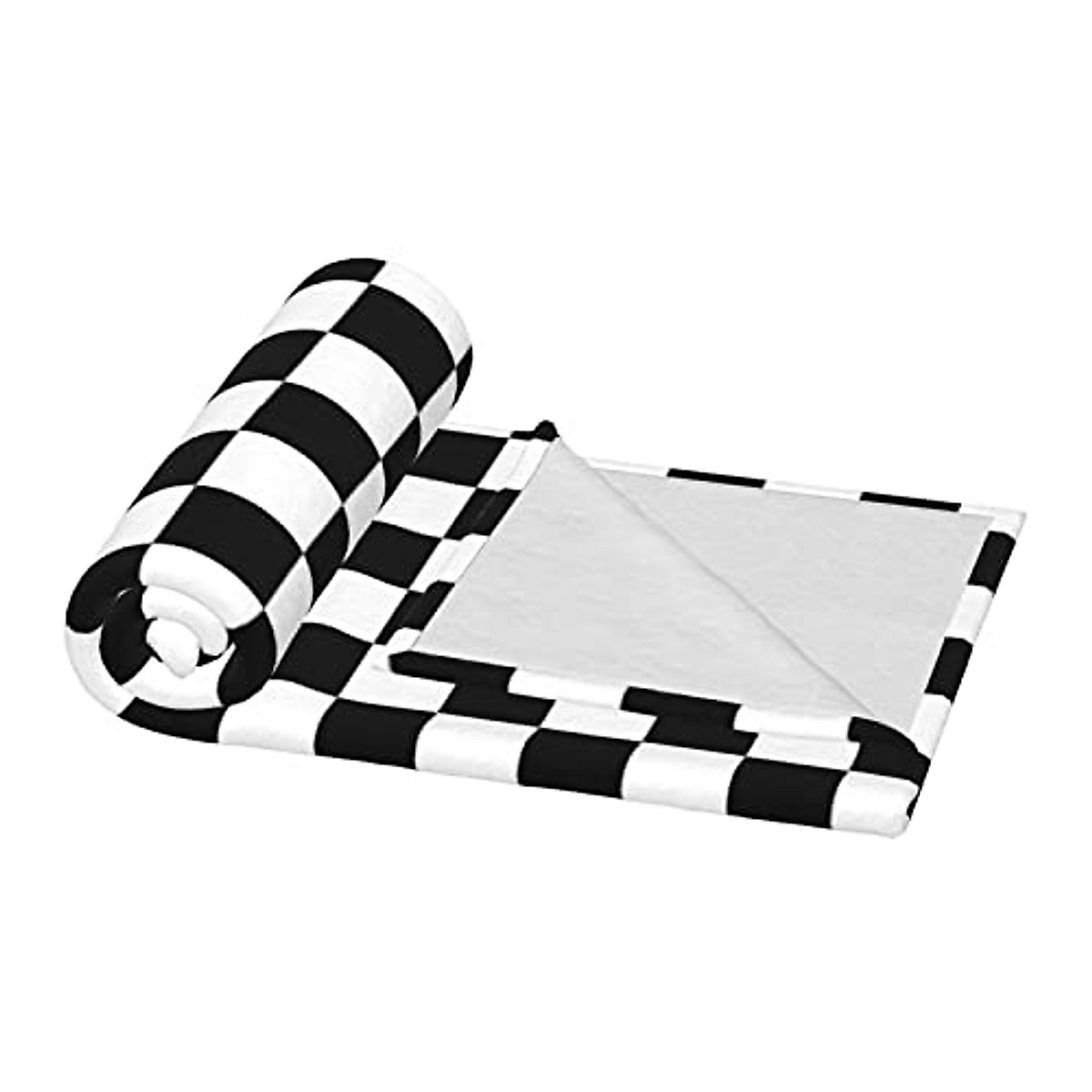 Black White Race Checkered Flag Throw Blanket, Ultra Soft Microplush Bed Blanket, All Season Microfiber Fleece Throw for Bed Chair Sofa Couch Bedroom 60"X50"