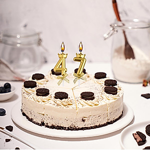 VSHILI 47th 74th Birthday Candles, Gold 74 47 Year Old Number Birthday Candles, Happy Birthday Party Cake Topper Decoration Gifts for Women Men