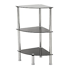 AVF S53-A Corner 3 Tier Shelving Unit in Black Glass & Chrome