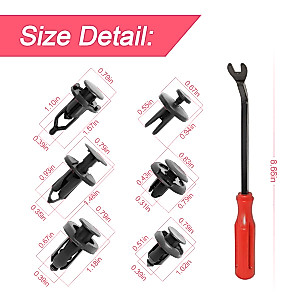 120pcs Retainer Clips Push Type Retainers 6.3mm 8mm 9mm 10mm Expansion Screws Replacement Kit, Plastic Bumper Push Rivets Fastener with Remover Fit for GMC Ford Toyota Honda Acura (120)