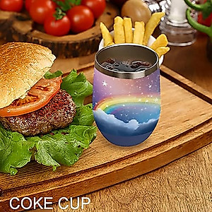 WYUSPGK 304 Stainless Steel Insulated Cup, Star in Rainbow Print Smooth Rim, Durable & Reusable - Perfect for Office, Home, And Travel