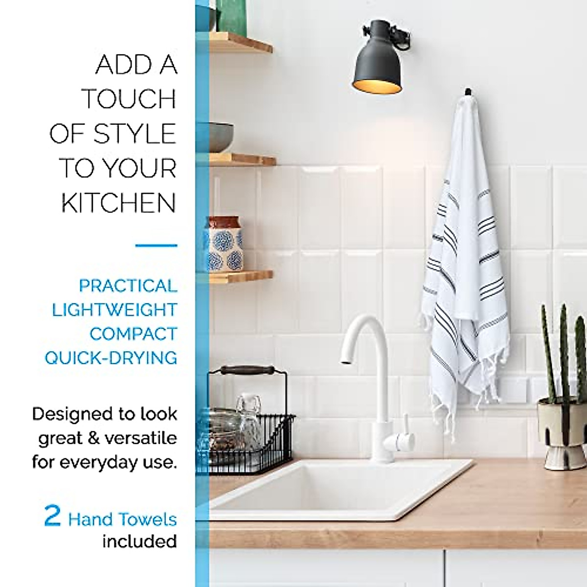 Blutao River Black and White Hand Towels Bathroom & Kitchen with Tassels - Decorative Turkish Style Farmhouse Hand Towels Bathroom - 18x40 Set of 2 Bathroom Hand Towels Decorative Set