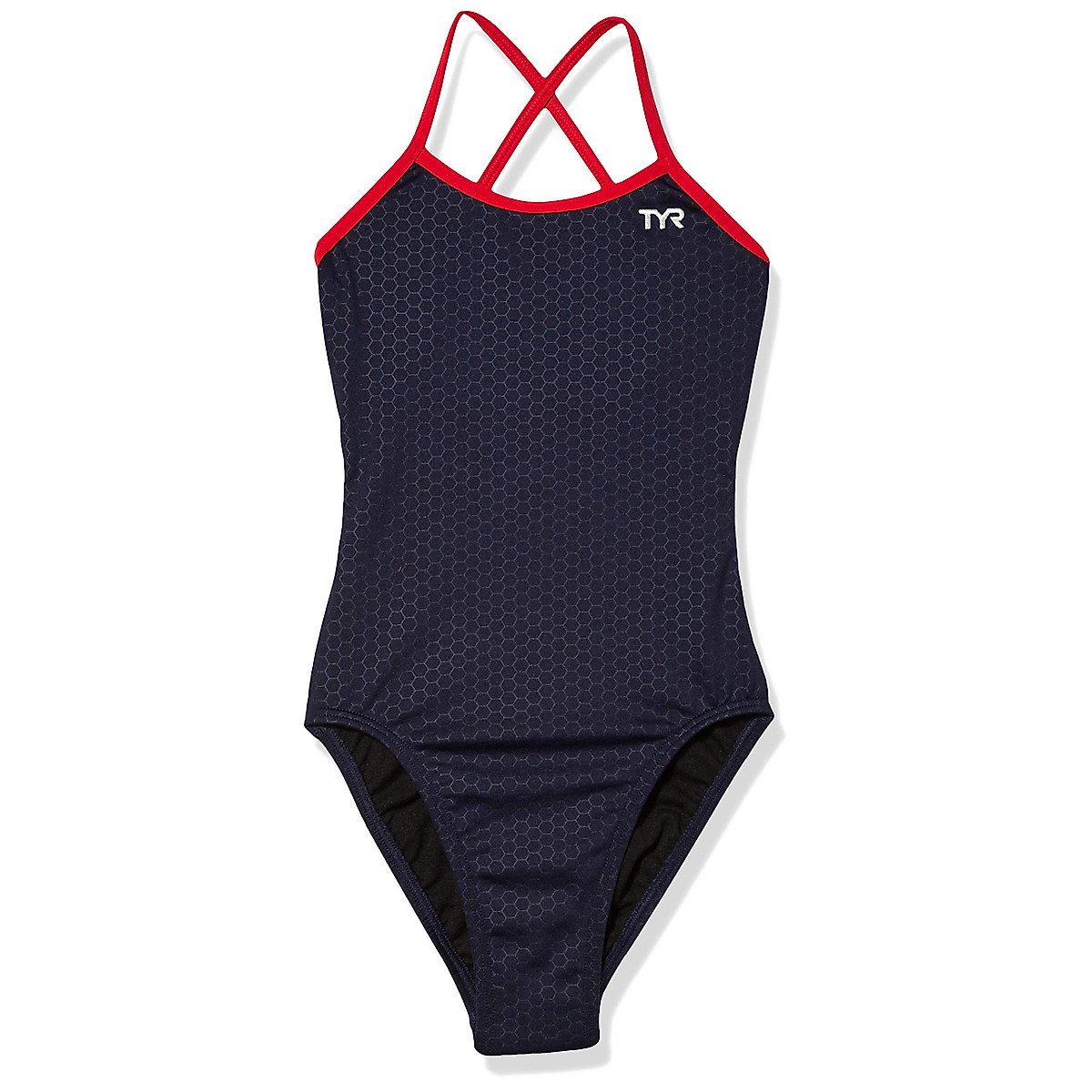TYR Women's Standard Durafast Elite Trinityfit Swimsuit, Navy/RED, 36