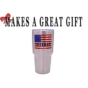 Rogue River Tactical USA Flag Military Veteran 30 Oz.Travel Tumbler Mug Cup w/Lid Vacuum Insulated Hot or Cold