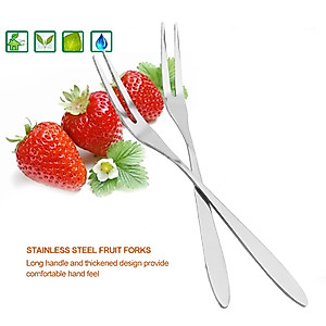 Stainless Steel Fruit Pickle Cocktail Cake Steak Fork Comfortable Long Handle for Fruit Cake Ice Cream Dessert Serving and Dinner Fork,20Pcs/set Appetizer Forks, 20Pcs/set Appetizer Forks, Stain
