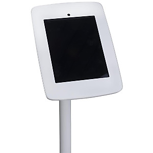 Displays2go White Retail Stand for iPad, Steel & ABS Plastic, Rotating & Tilting, Covered Home Button – White (TABFLWH)