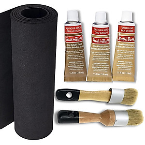EVA Foam and Amaco Rub 'n Buff Wax Metallic Finish - Pixiss High Density Foam Roll (35cm x 150cm x 5mm eva Foam), Rub and Buff (Grecian Gold, Antique Gold, Gold Leaf) - Wax Paint and Foam for Cosplay
