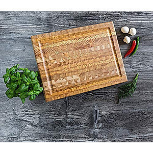 Larch Wood Canada End Grain Medium Carver's Cutting Board, Handcrafted for Professional Chefs & Home Cooking, 17-3/4" x 13-1/2" x 1-5/8" + Larch Wood Beeswax and Mineral Oil Conditioner (1.6 oz/ 45g)