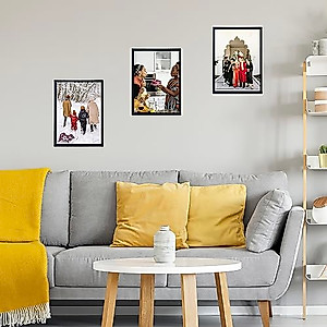 JCJMY 9x13 Picture Frame Black for Wall Hanging, Wall Mounting Horizontally or Vertically, 9 x 13 Wall Gallery Poster Photo Frame with Shatter Resistant Plexiglass, Black