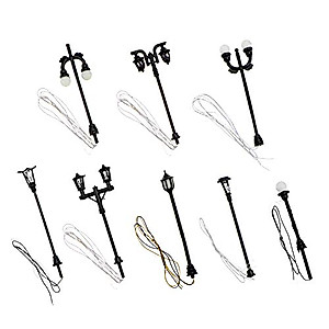 Cabilock 8pcs Mini Street Light Model Solar Lamp Post Street Lights Microscopic Model Lights for Miniature Dollhouse Micro Landscape Fairy Garden Accessories Black