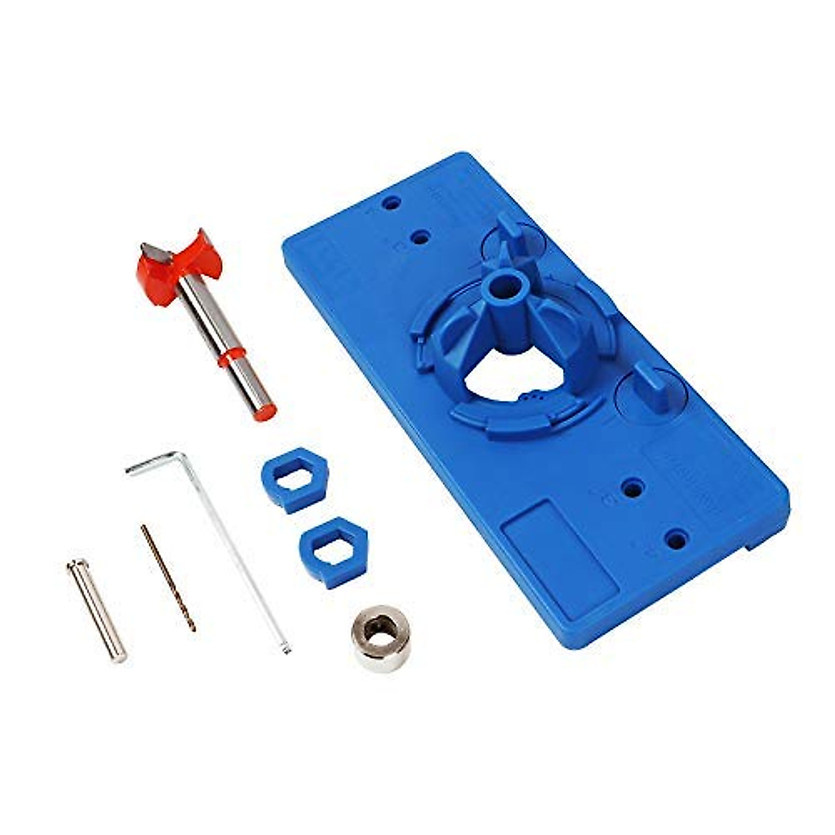 35mm Concealed Hinge Jig Boring Hole Drill Guide Cutter Bit Set Door Boring Hole Template and Bit for Cabinet Door Installation for Tool Carpenter. (blue)