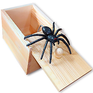 GIIOASA Rubber Spider Prank Surprise Box，Handcrafted Wooden Surprise Box, Fun Practical Surprise Joke Boxes,SpiderBox-Single