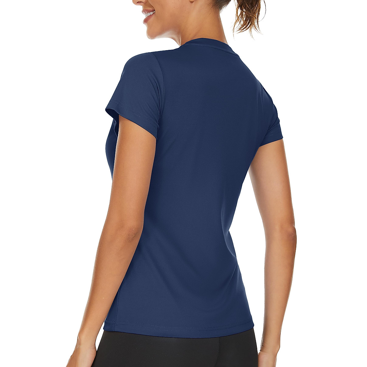 TACVASEN Workout Shirts for Women Athletic Shirts UV Protection Shirts Hiking T-Shirt Dry Fit Shirts Womens Sun Shirts Navy