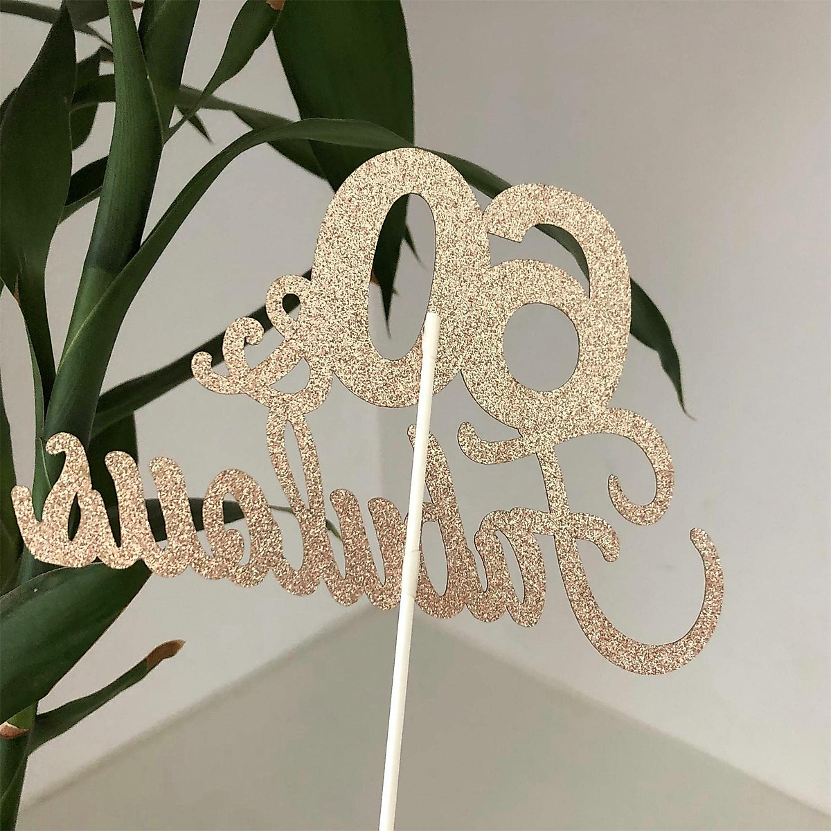 Glitter Double Sided Rose Gold 60 and fabulous Cake Topper, 60th Cake Topper for 60th Fabulous Birthday Wedding Anniversay Party Decoration