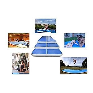 INFUNTABLE Inflatable Gymnastic Air Tumbling Practice Track Floor 10ft 13ft 16ft 20ft Exercise Mat With Pump 8In Thickness For Outdoor Yoga Training Cheerleading Beach Home Use (P2-Blue, 13ft x 6ft x 8in (4mx1.8mx0.2m))