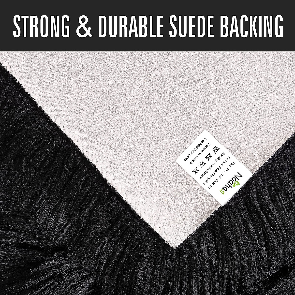 Noahas Black Faux Fur Table Runner,Cute Seat Chair Cushions for Dining Chairs,Fluffy Fur Placemats,Faux Sheepskin Chair Pads,Fuzzy Square Fur Chair Cover,Locker Rug,Table Mat (1.6 x 1.6 ft,1 Pack)