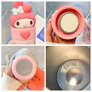Kawaii Kitten Water Bottle Women'S Thermos Cup Cartoon Vacuum Insulated Stainless Steel Water Bottle Cute Girl'S Gifts 12.3 OZ / 350ML (Pink)