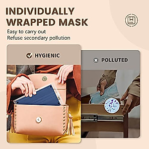 NEWLA Face Mask Disposable Adult - 4 Ply Protection Masks 50 Pack Individually Wrapped Mask Multicolored Breathable Safety Masks for Women & Men