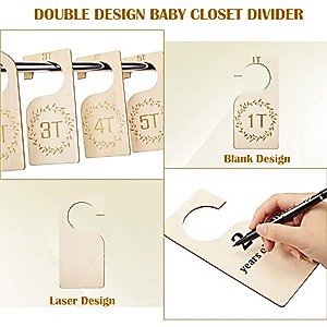 7 Pieces Baby Closet Size Divider Wooden Kids Closet Organizers Hanging Closet Dividers from 1T to 7T for Home Nursery Baby Kids Newborn Infant Clothes