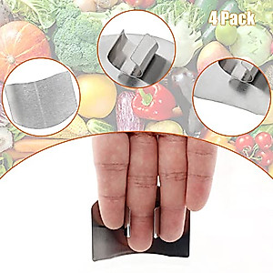 Suiwotin 4pcs Stainless Steel Finger Protector for Cutting, Metal Finger Guard for Chopping Vegetables, Kitchen Finger Guard for Dicing and Slicing (Single Finger)