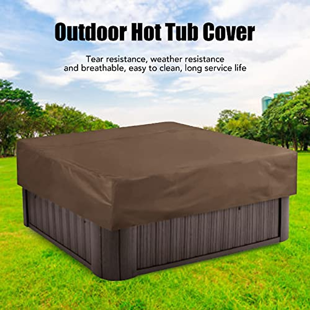 GLOGLOW Spa Bath Rainproof Cover, Sun Protection Dustproof Waterproof Outdoor Bathtub Dust Cover Breathable for Garden (Brown)