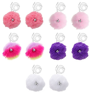 LUOZZY 10 Pieces /5 Pairs Roller Skate Pom Poms with Bells Fluffy Tie-on Roller Skate Pom Poms with Jingle Bells Fuzzy Faux Pom Poms Roller Skate Accessories for Women