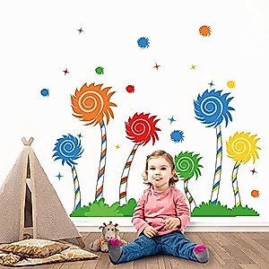 decalmile Large Colorful Tree Wall Decals Kids Wall Stickers Baby Nursery Childrens Bedroom Playroom Wall Decor