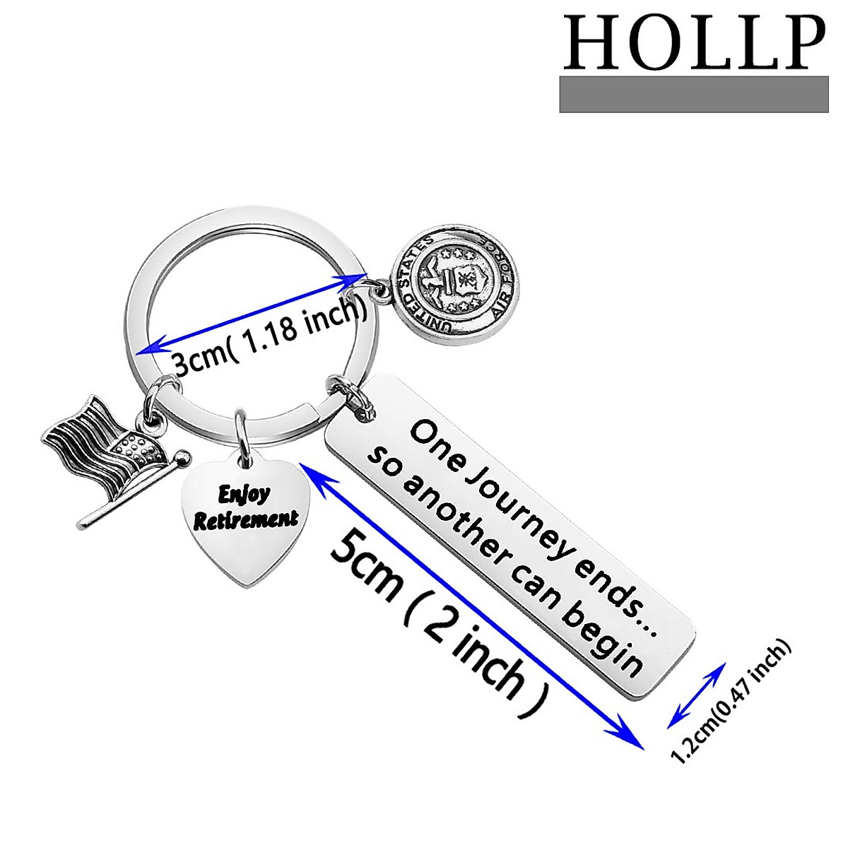 HOLLP Retirement Gift Army Retired Keychain with Patriotic American Flag Military Retirement Gifts for Army Veteran (Keychain)