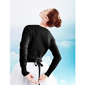 Daydance Black Women Ballet Sweater Wrap Soft Dance Warm Up Clothes for Leotards