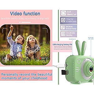 Kids Digital Camera, Kids Video Camera Recorder Shockproof Cameras HD 8 Mega Pixel 2 Inch IPS Screen Kids Mini Camera with 32GB SD for Girls Boys Gifts(Green)