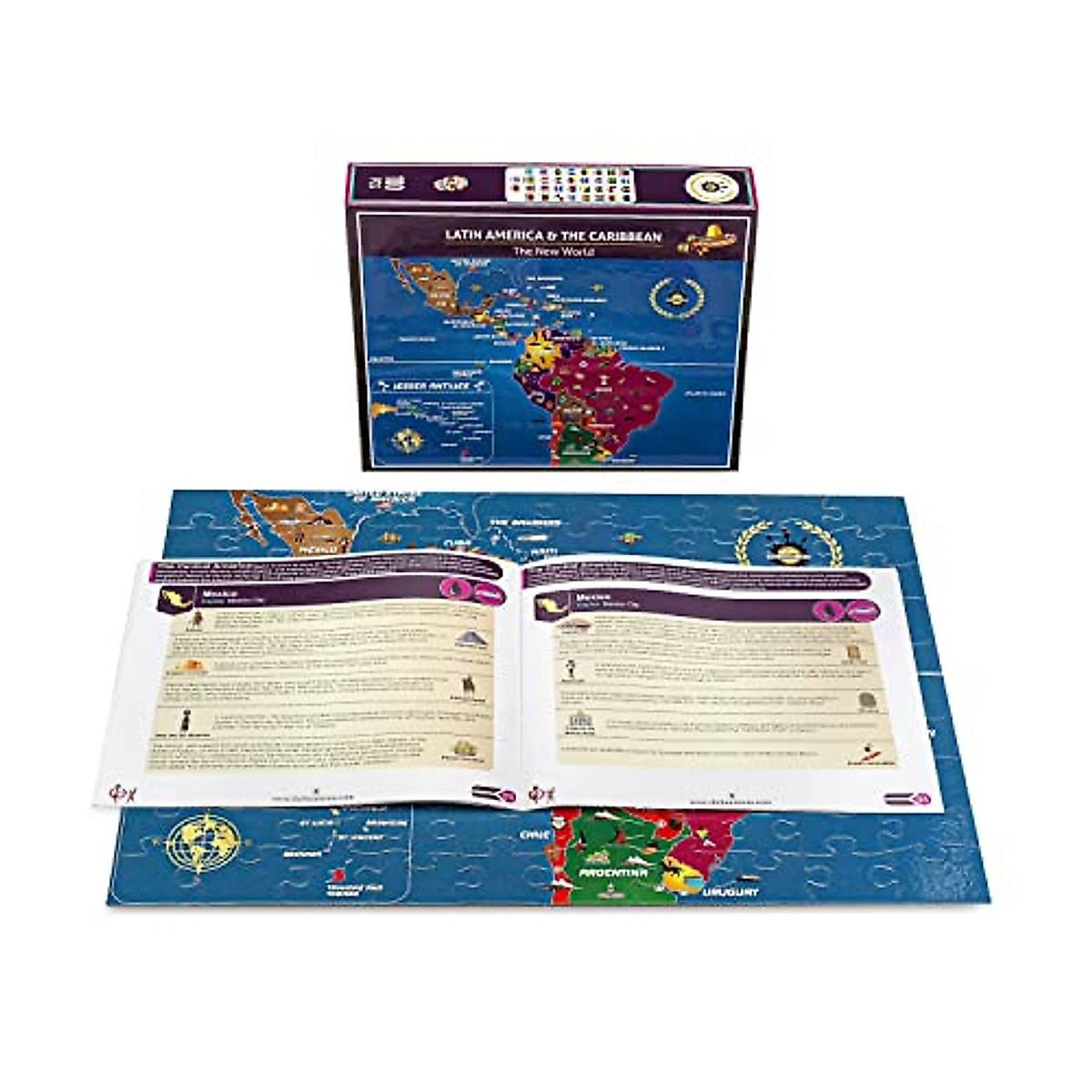 Latin America & Caribbean Map Puzzle – Map of South America – Jigsaw Puzzle-Educational History – 100 Piece Puzzles –The New World Continent – Mexico | Brazil | Chile | Peru | Colombia | South America