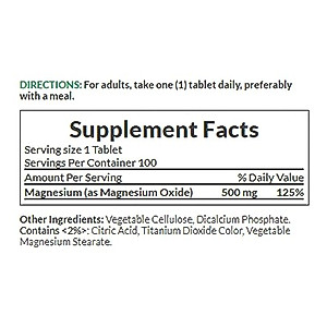 Nature's Bounty Magnesium 500 mg Tablets 100 Ea