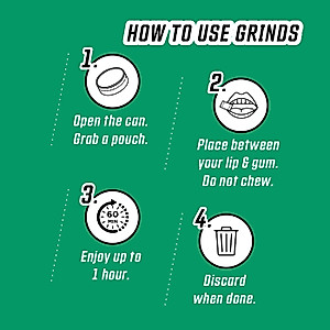 Grinds Coffee Pouches | 3 Cans of Wintergreen | 18 Pouches Per Can | 1 Pouch eq. 1/4 Cup of Coffee (Wintergreen)