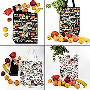 Abctec Friends TV Show Merchandise Tote Bags 2 Pack Large Reusable Grocery Cotton Shoulder Bag Handbag Craft Canvas Bag Friendship Gifts for Friends Fan/Women/Men /Birthday/Christmas Gifts Ideas