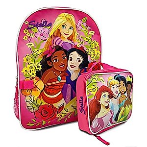 DIBSIES Personalized Princess Backpack and Lunch Box Combo featuring Ariel andJasmine