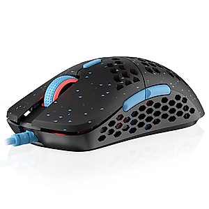 HK Gaming Mira M Ultra Lightweight RGB Gaming Mouse | Honeycomb Shell | 63 Grams | max 12000 cpi | USB Wired | 6 programmable Buttons | On-Board Memory | Anti Slip Grips | Mira-M Blue Phantom