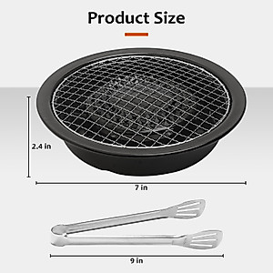 FAPEND Japan Korean Cookware Aburi Stove Top Grill Pan for Cooking Stove BBQ Yakiniku, Black, With a Built-in Water Pan Free 304 Stainless Steel Barbecue Tongs (Japan Import)