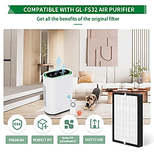 [Elowoke] GL-FS32 Replacement Filter Compatible with MOOKA KOIOS GL-FS32 and AZEUS GL-FS32 Air Purifiers, 2-in-1 H13 True HEPA, 2-Pack