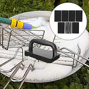 Happyyami Food Scraper Tool 1 Set Barbecue Rack Cleaning Brush BBQ Grate Cleaner Sponge Heavy Duty Griddle Scouring Pad Grill Rack Oil Remover for Home Kitchen Food Scraper