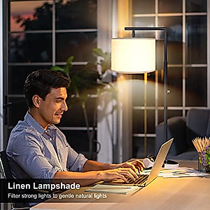 Deeak Floor lamp,Stepless Brightness &4 Color Temperature Modern Standing Shade Led Floor Lamp with Remote & Rotary Control for Living Room,Office and Bedroom(9W LED Bulb Inclued),Black
